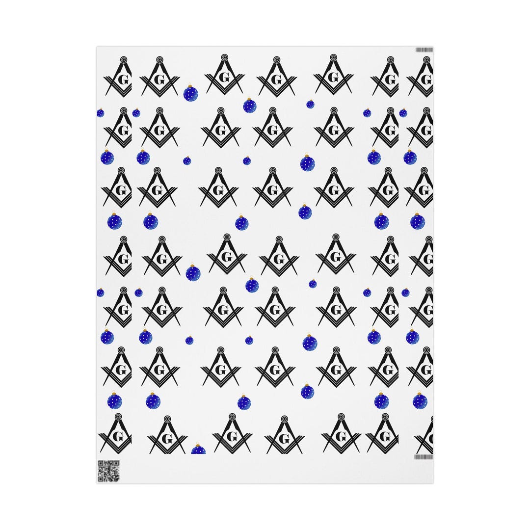 Masonic Square and Compass Pattern Wrapping Paper | Blue Ornament Dots ...