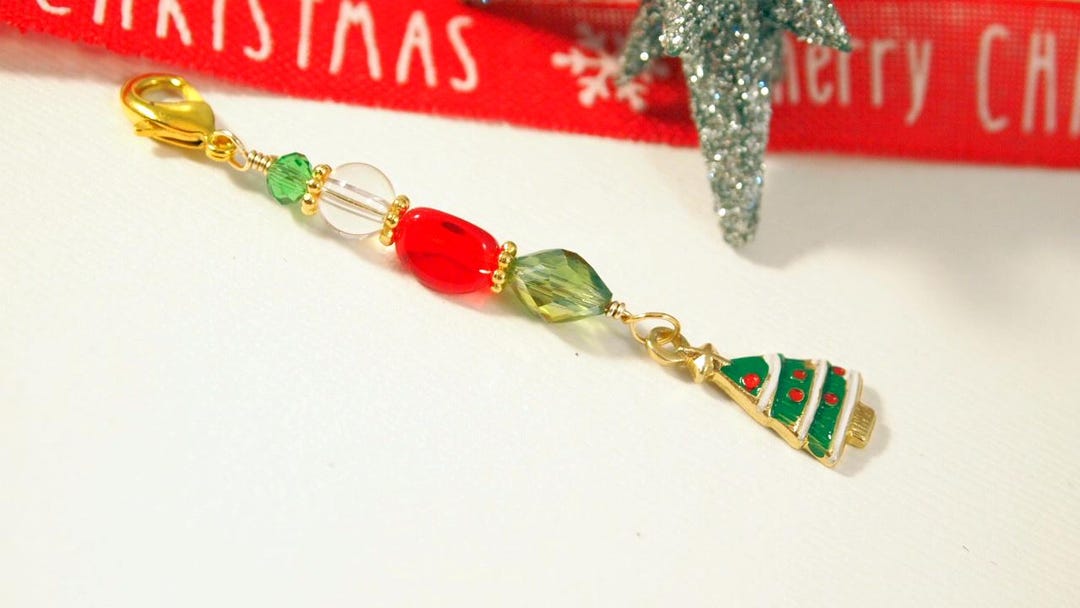 Christmas Tree Zipper Pull Christmas Zipper Pull Beaded Christmas Purse ...