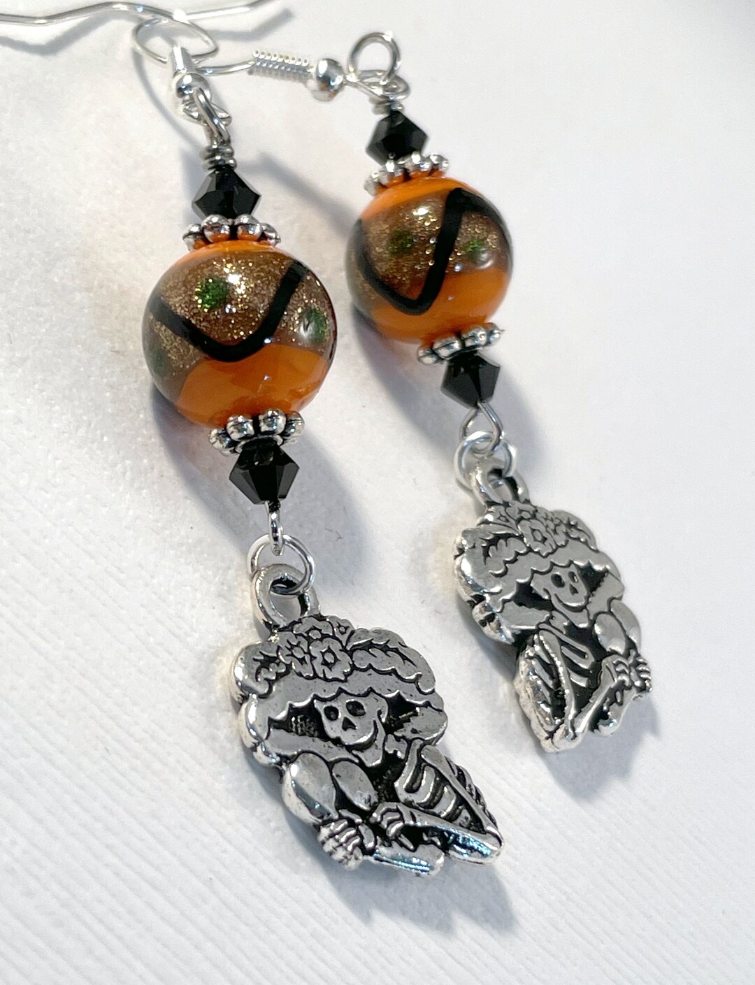 Dia Muertos Catrina Charm Earrings Day of the Dead Skeleton - Etsy