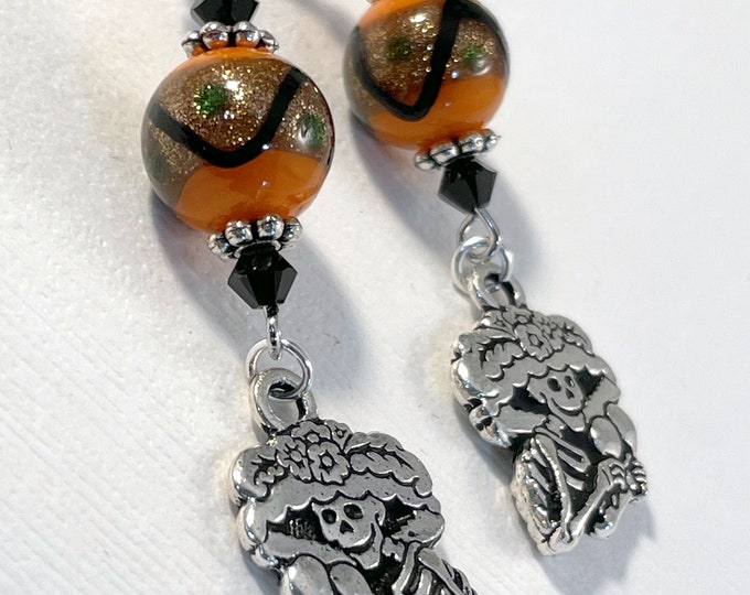 Dia Muertos Catrina Charm Earrings Day of the Dead Skeleton Dangle ...