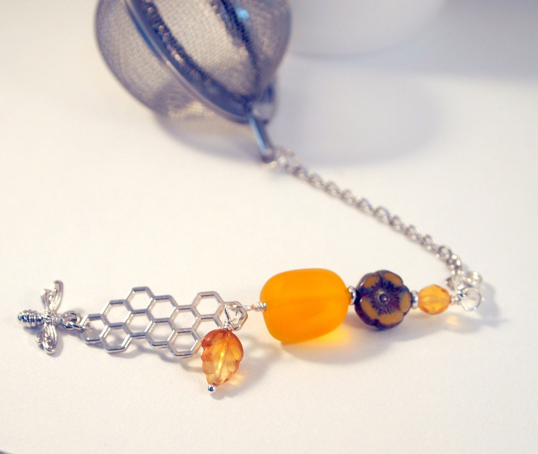 Beaded Honey Bee Tea Infuser Stainless Steel Fine Mesh Tea Strainer ...