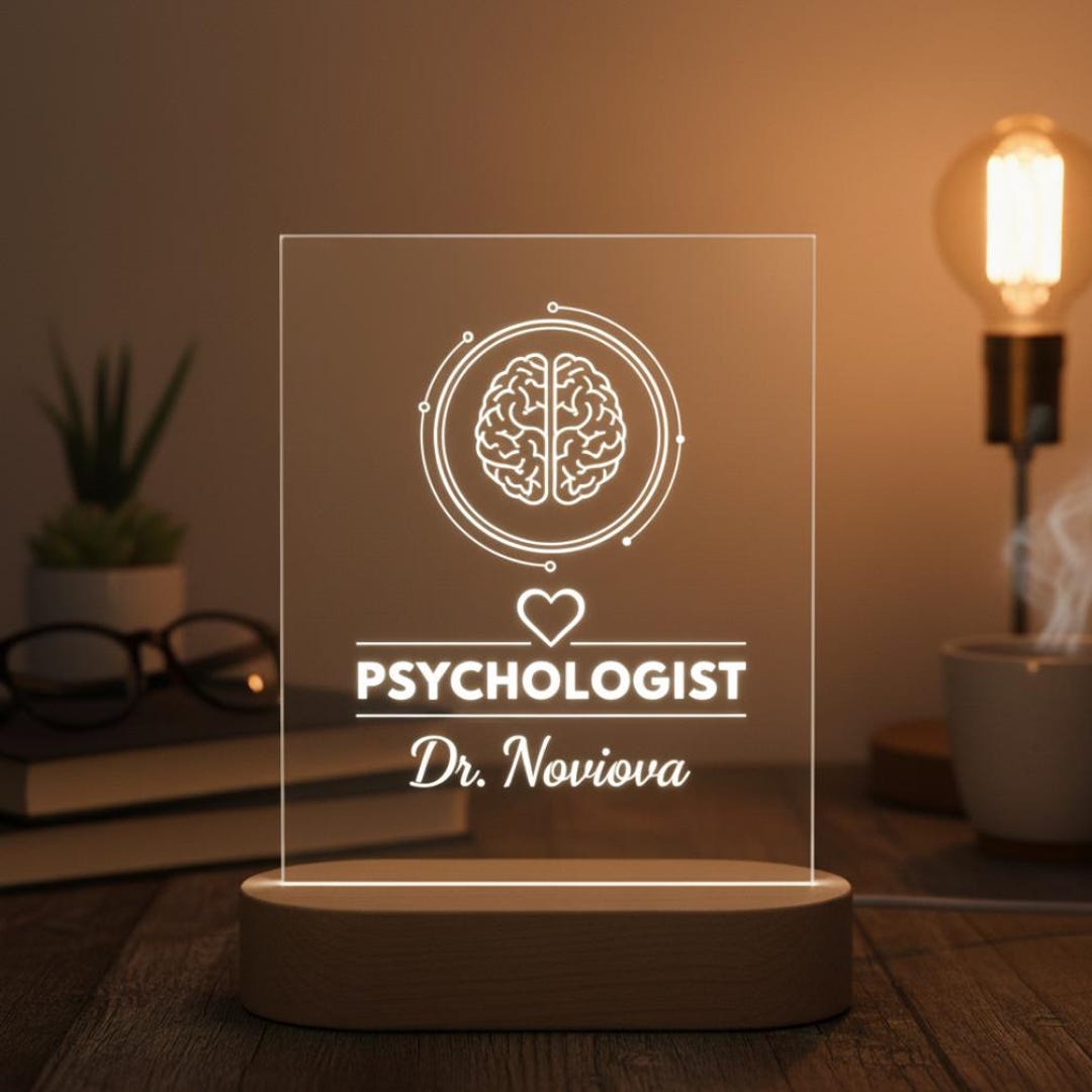 Personalized Psychologist Brain LED Lamp, Custom Therapist Sign, Mental ...
