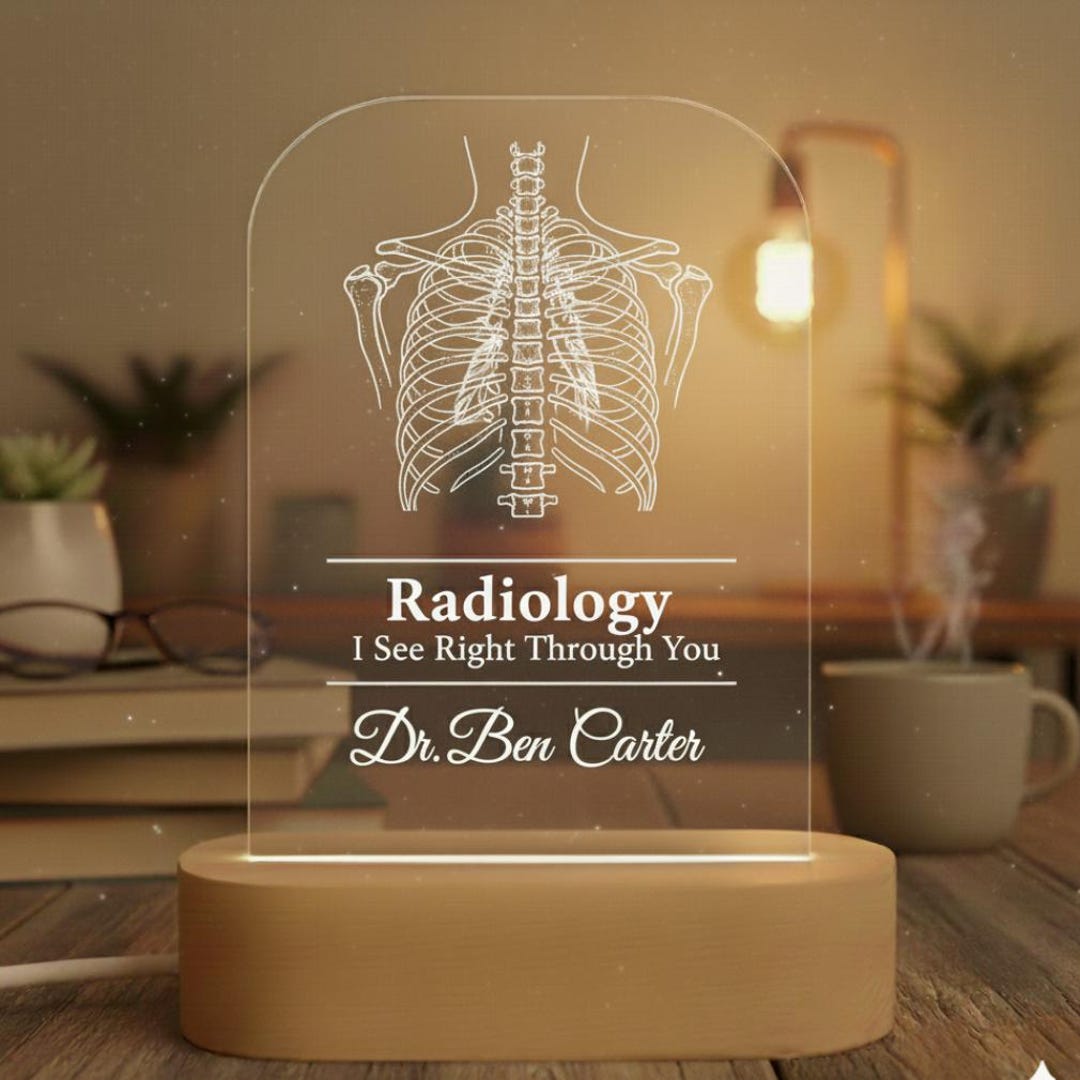 Custom Radiology LED Sign, Anatomical Ribcage Art, Personalized Name ...