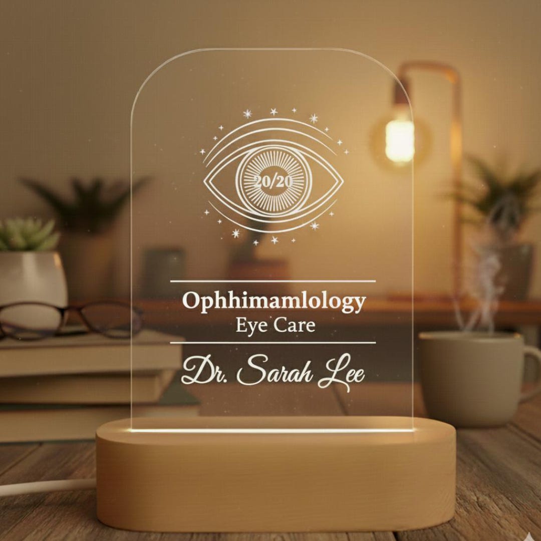 Custom Ophthalmology LED Sign, Stylized Eye Art, Personalized Name Lamp ...