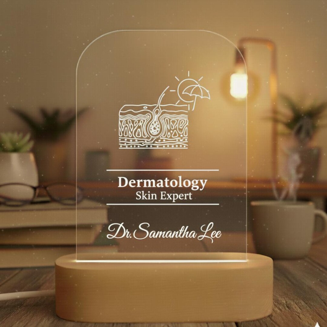 Personalized Dermatologist Gift Skin Anatomy LED Lamp, Custom ...
