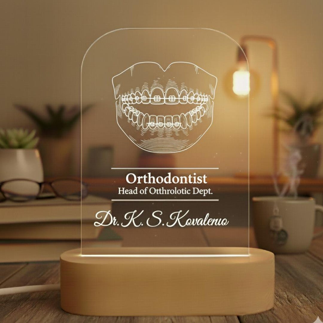 Orthodontist Appreciation Gift, Smile With Braces Night Light, Head of ...