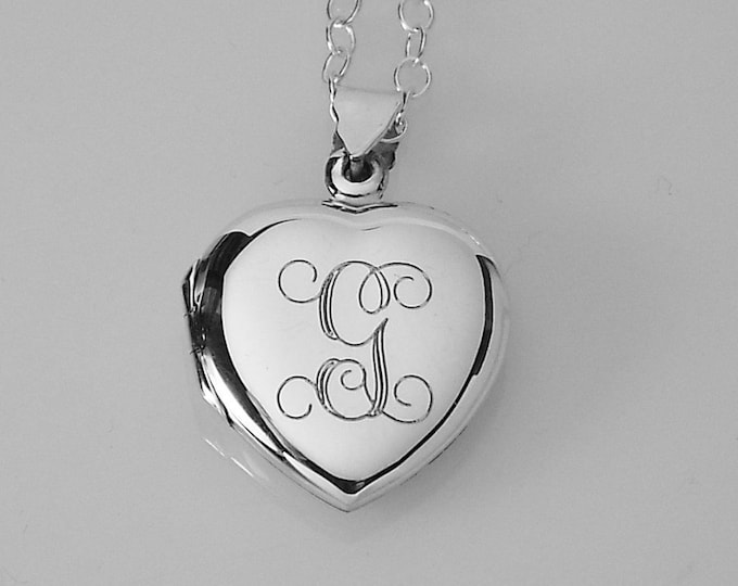 Custom Engraved Locket Personalized Sterling Silver Heart Locket 3/4 ...