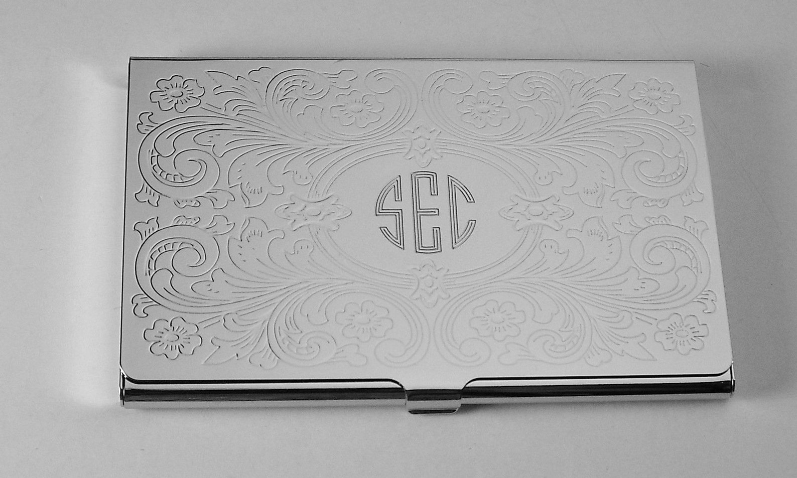 Business Card Case Custom Engraved Personalized Scroll Design Business ...