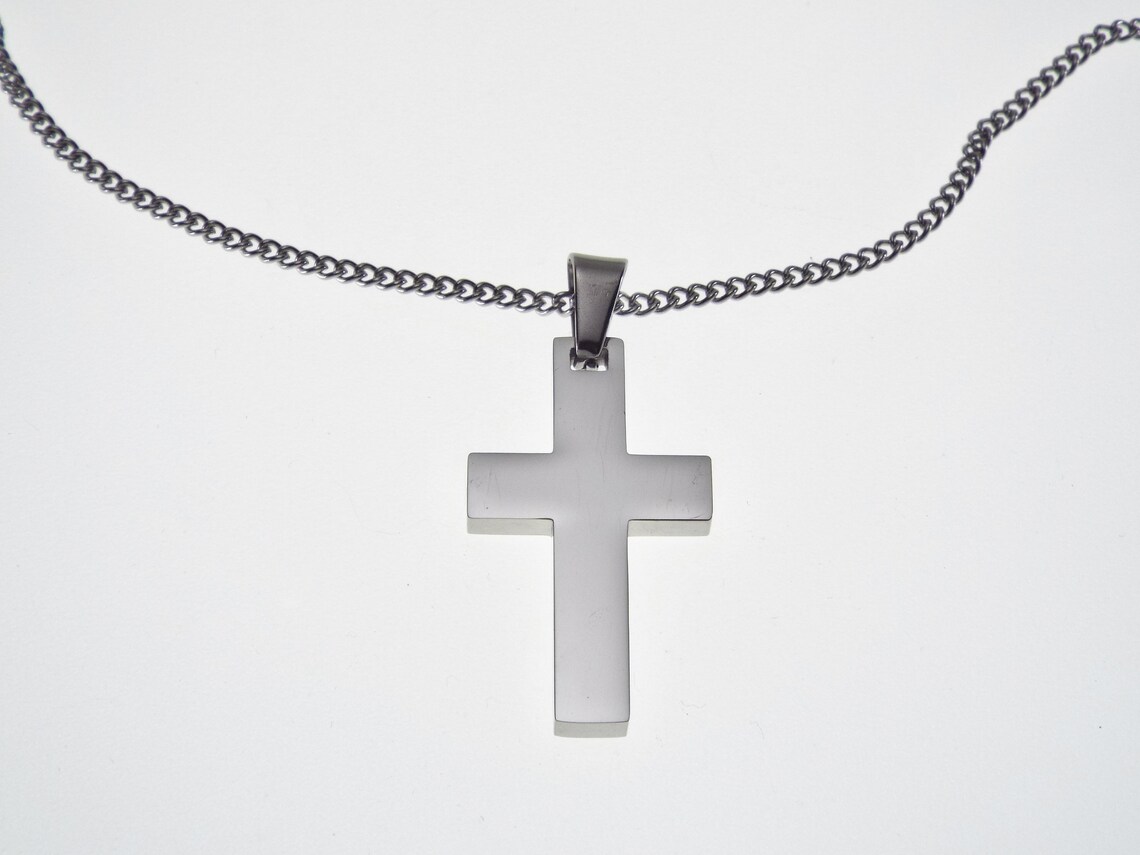 Personalized Custom Engraved Solid Stainless Steel Cross on Stainless ...