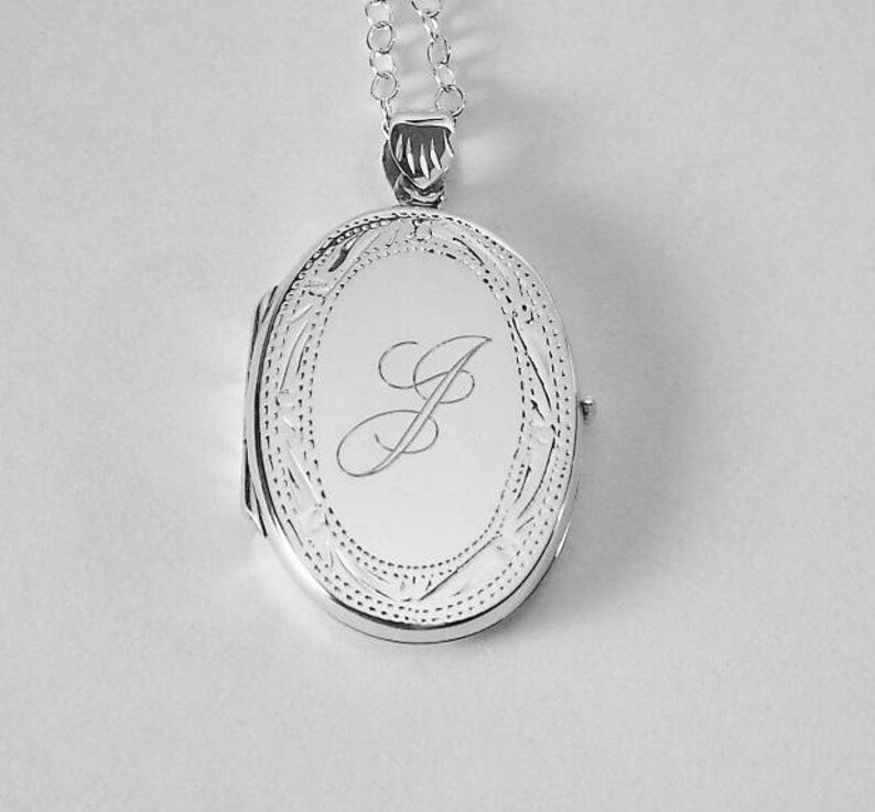 Custom Engraved Locket Personalized Sterling Silver Large Oval | Etsy