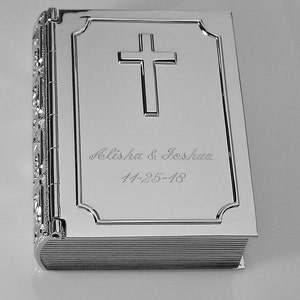 Personalized Jewelry Box Custom Engraved Silver Nickel Plated Book ...