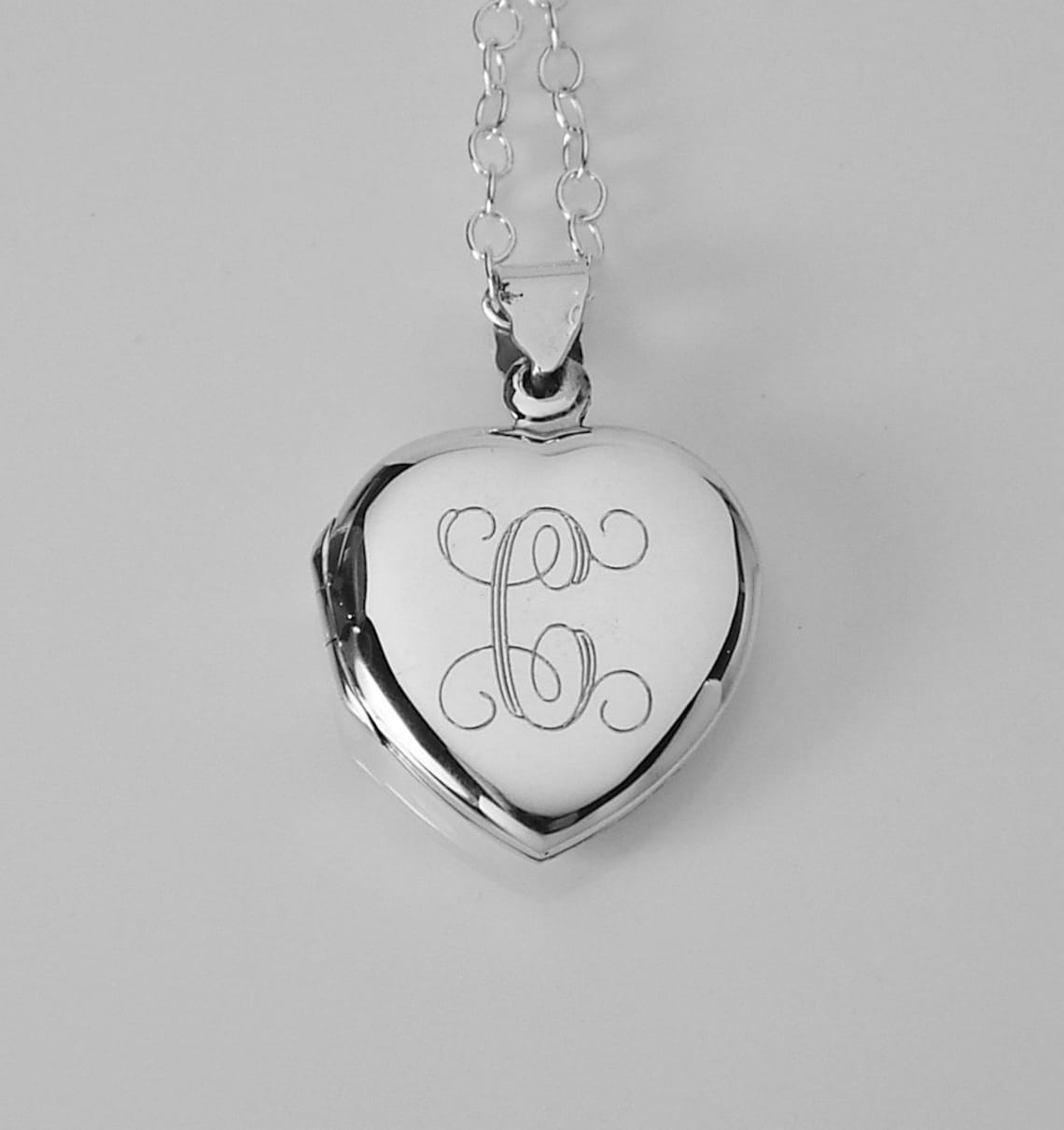 Custom Engraved Locket Personalized Sterling Silver Heart | Etsy