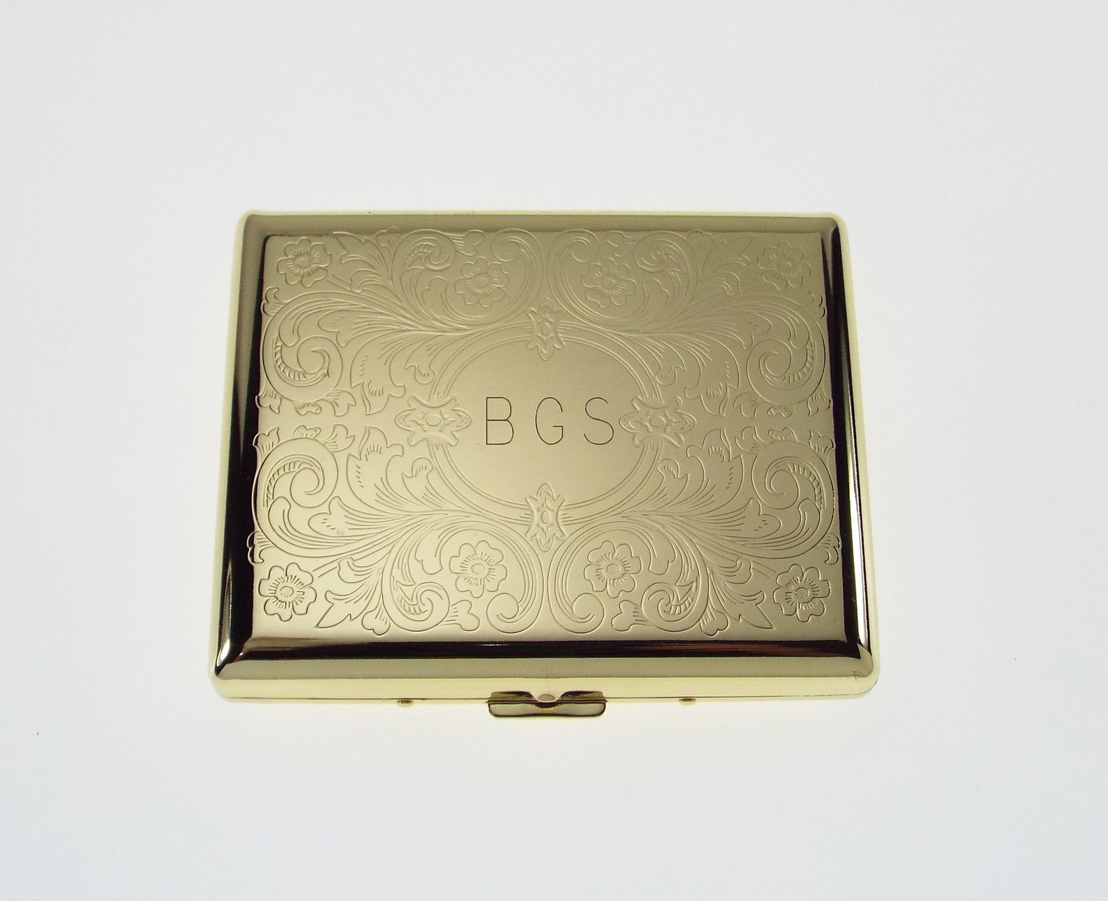 Cigarette Case Personalized Golden 100s Scrolling Design Custom ...