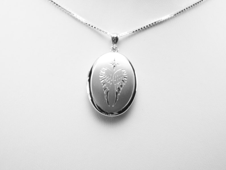 Personalized Sterling Silver Locket Custom Engraved Oval Angel - Etsy