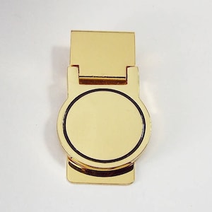 Custom Engraved Goldtone Money Clip Personalized Monogram Round Hinged ...