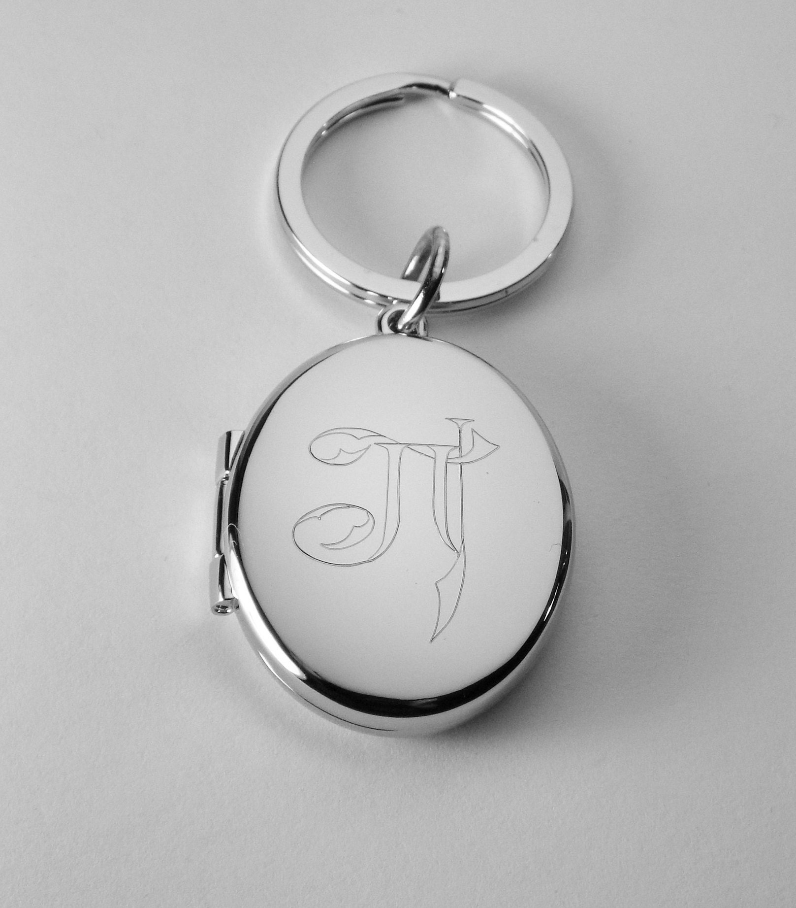 Photo Locket Keychain Personalized Custom Engraved Silver High | Etsy