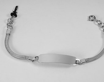 Custom Engraved ID Bracelet Sterling Silver 7.25 Inch Length | Etsy