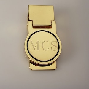 Custom Engraved Goldtone Money Clip Personalized Monogram Round Hinged ...