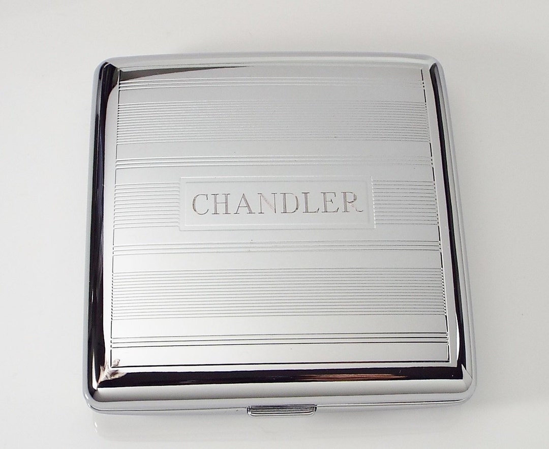 Custom Engraved Personalized Cigarette Case Double Sided Linear Design ...