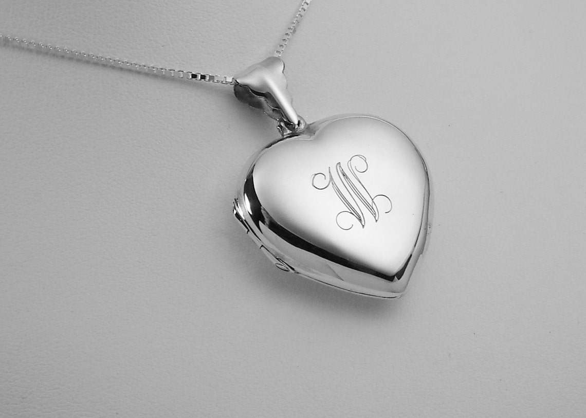 Custom Engraved Locket Personalized Sterling Silver Large Rounded Heart ...