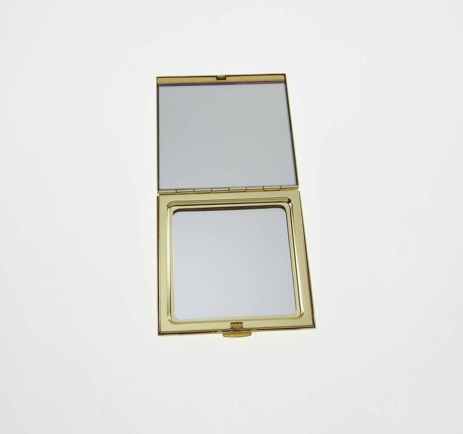 Personalized Compact Mirror Square Two Tone Gold Plated With - Etsy