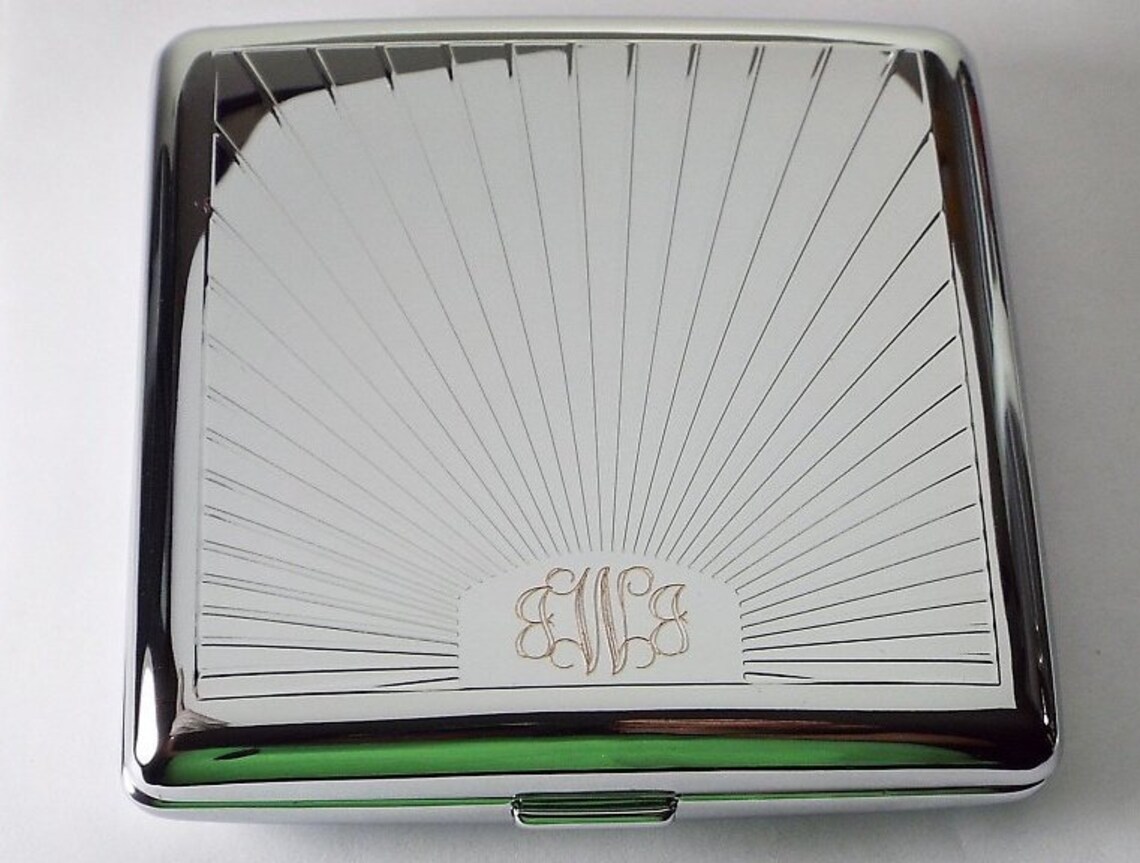 Personalized Cigarette Case Custom Engraved Kings Sun Ray Design Double ...