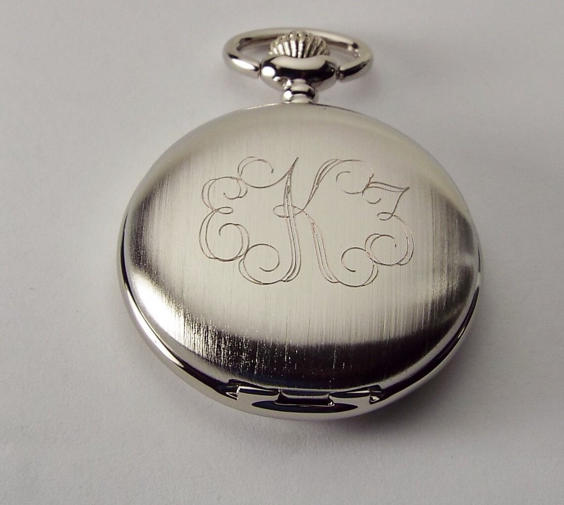 Personalized Pocket Watch Custom Engraved Silver Satin Finish | Etsy