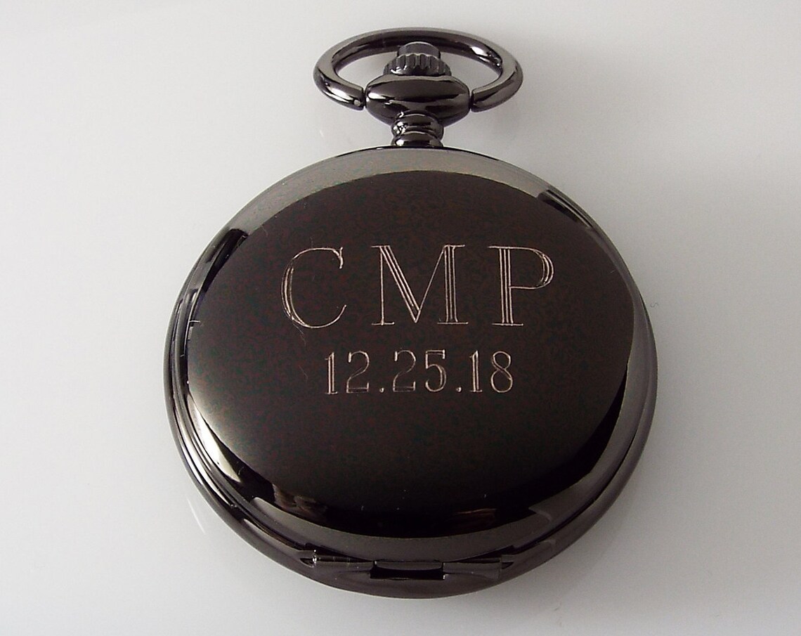 Pocket Watch Custom Engraved Personalized Gloss Black - Etsy