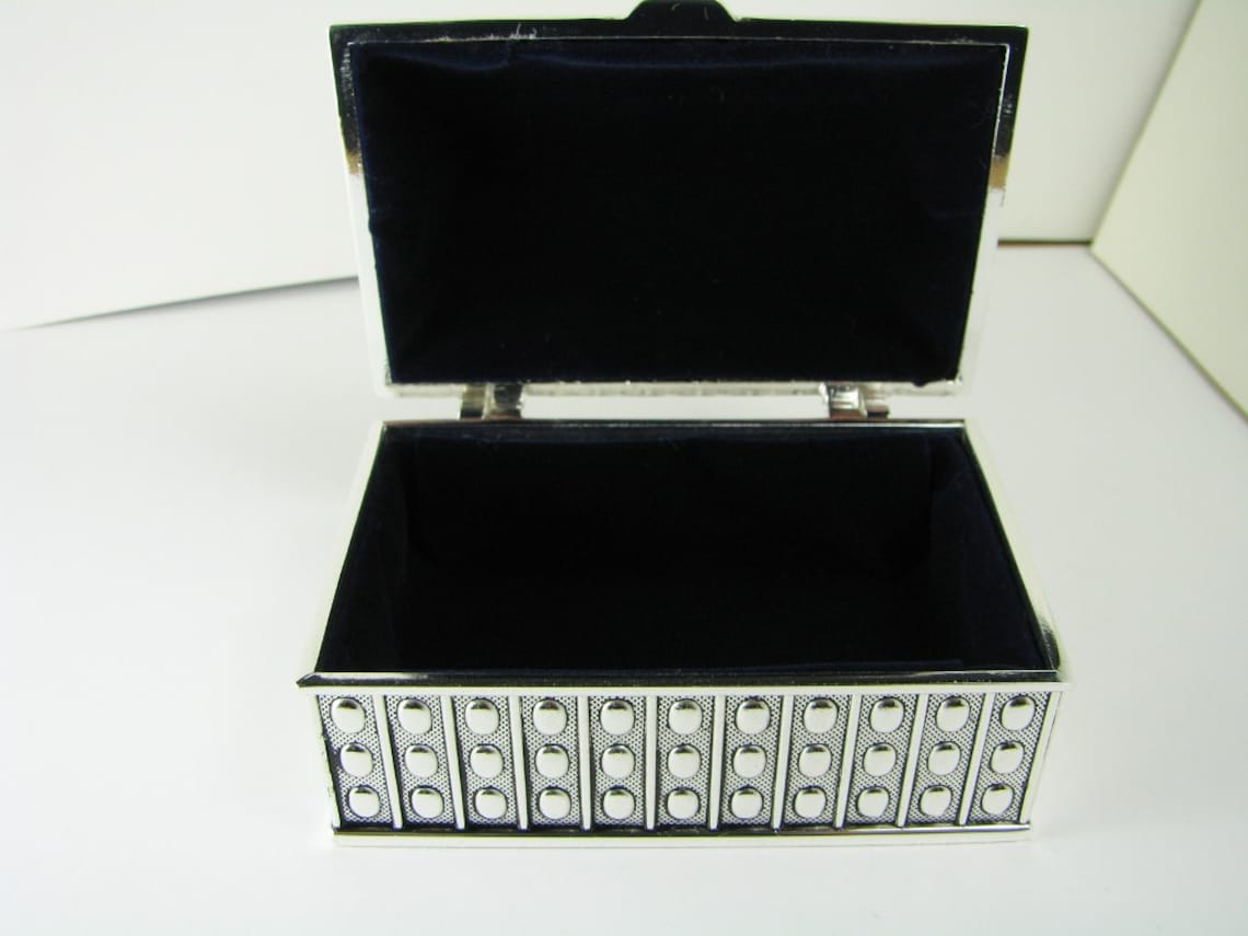 Custom Engraved Jewelry Box Personalized Silver Plated Beaded | Etsy