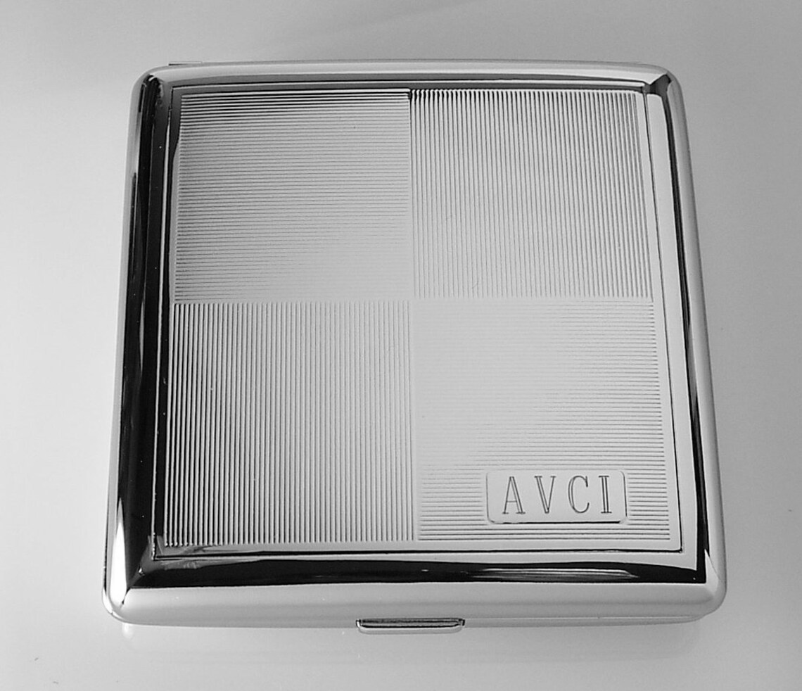 Cigarette Case Custom Engraved Personalized Checkerboard Design Double ...