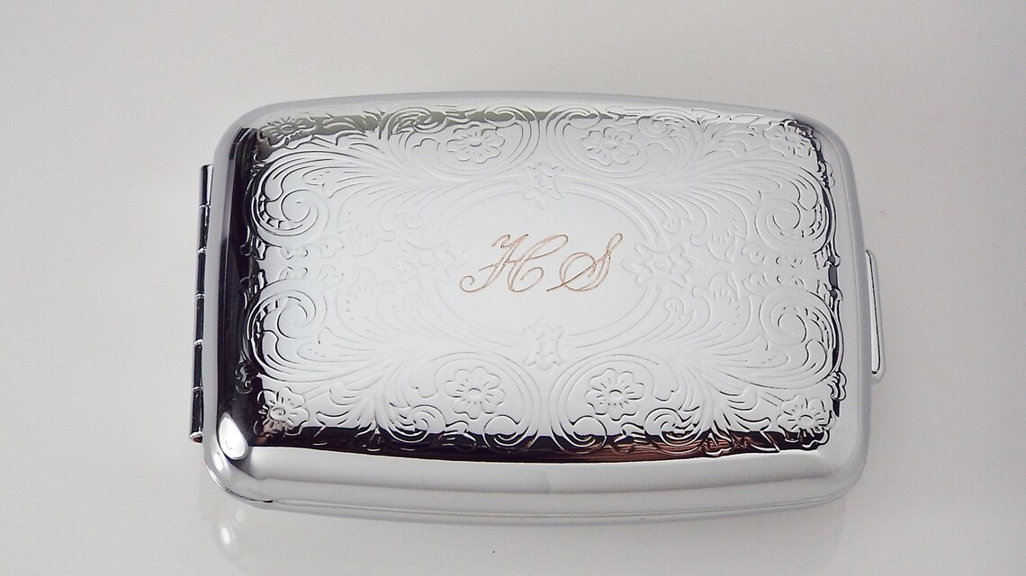 Custom Engraved Pill Box Personalized Scroll Design Silver Two - Etsy