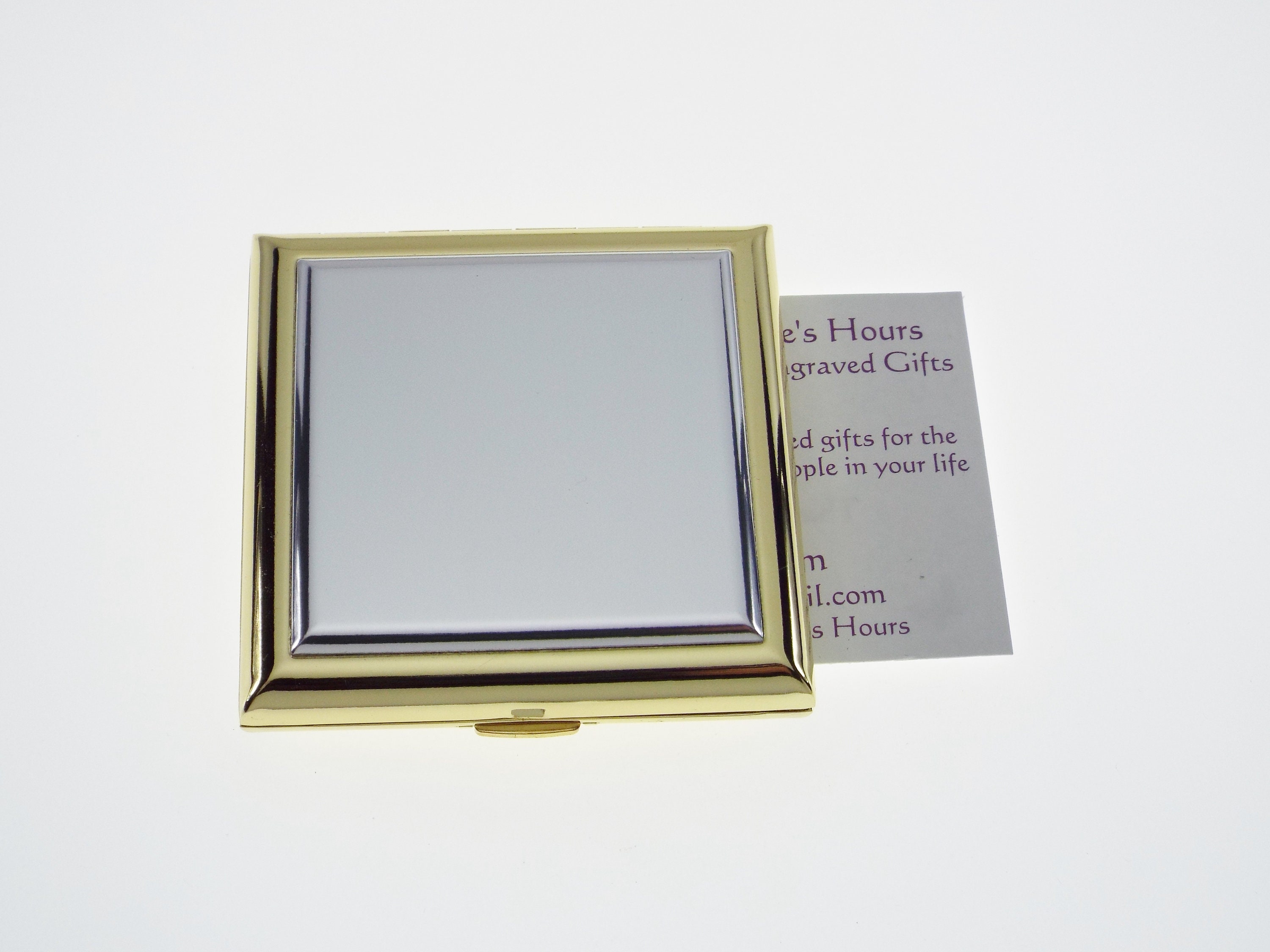 Personalized Compact Mirror Square Two Tone Gold Plated with | Etsy