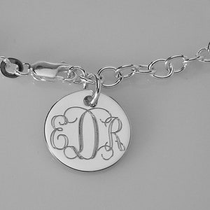 Custom Engraved Monogram or Initial Bracelet Personalized Sterling ...