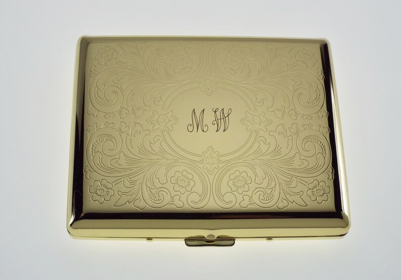 Cigarette Case Personalized Golden 100s Scrolling Design Custom ...