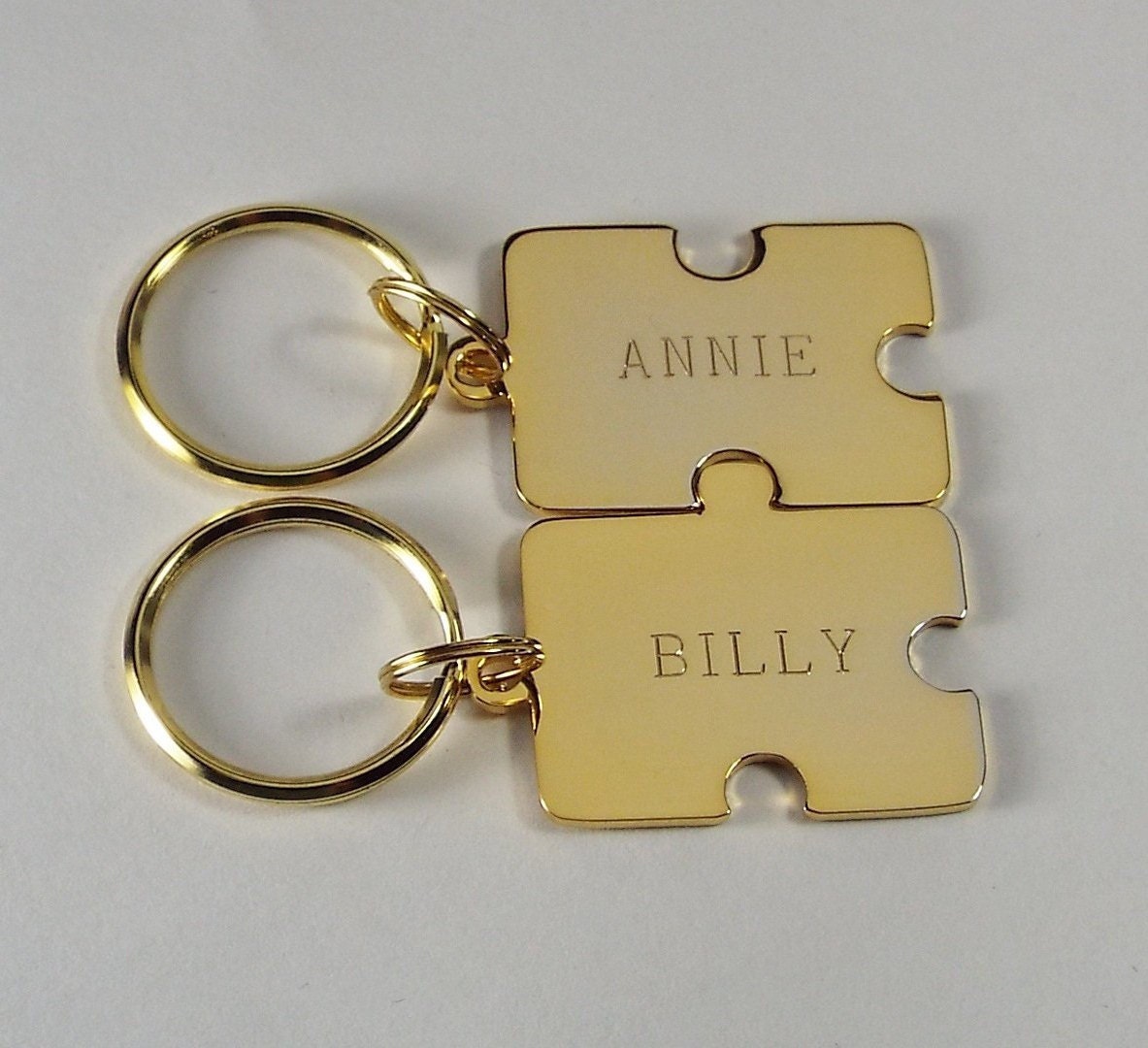 Custom Engraved Keychain Set Puzzle Pieces Personalized with | Etsy