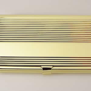 Custom Engraved Personalized Golden Business Card Case With Ribbed ...
