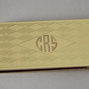 Custom Engraved Personalized Money Clip Gold Plated Diamond Pattern ...