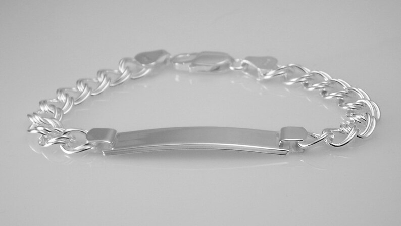 Custom Engraved ID Bracelet Sterling Silver 7.25 Inch Length | Etsy