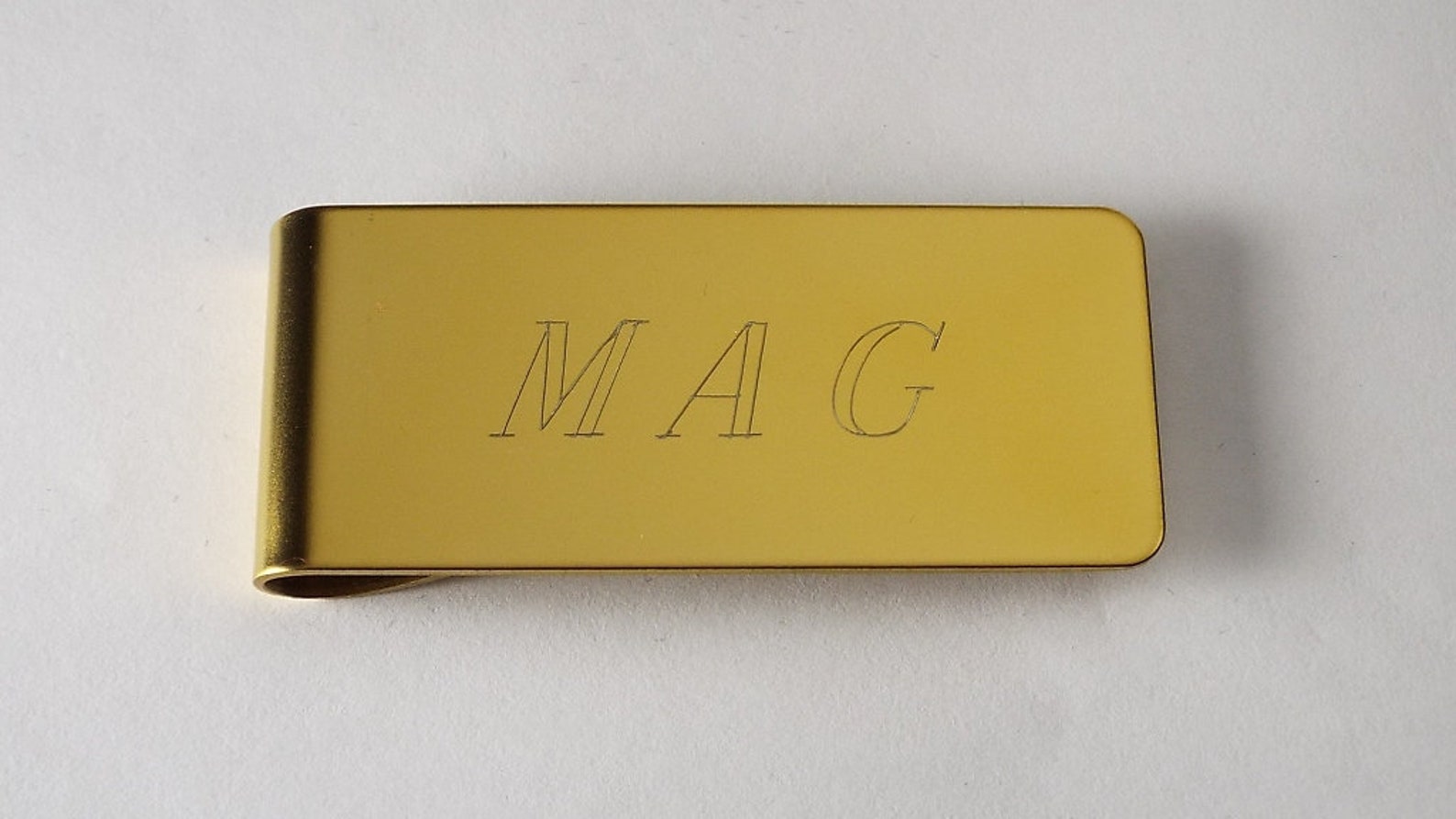 Custom Engraved Personalized Money Clip Gold Tone High Polish Wide ...