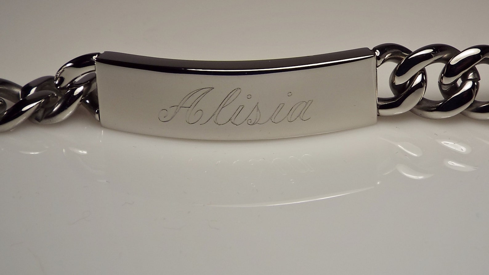 Personalized ID Bracelet Custom Engraved 8.5 Inch Solid Stainless Steel ...