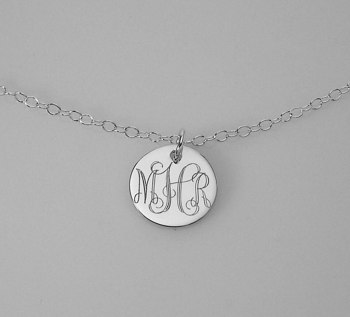 Engraved Monogram Jewelry Personalized Sterling Silver Round - Etsy