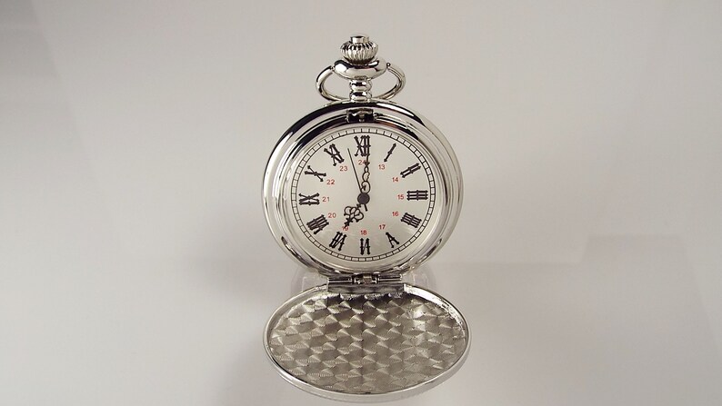 Personalized Pocket Watch Silver Crown Emblem Custom Engraved | Etsy