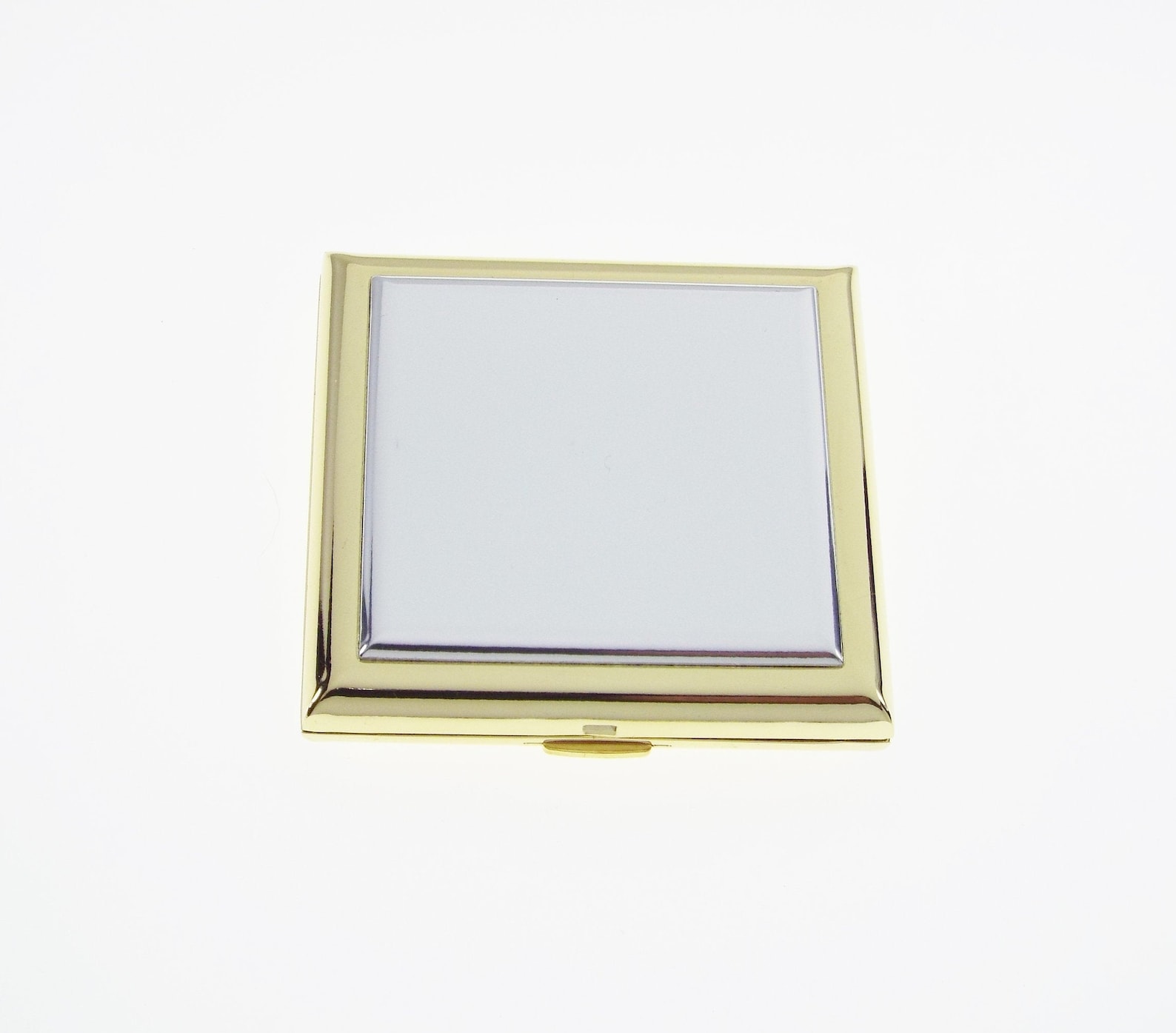 Personalized Compact Mirror Square Two Tone Gold Plated With - Etsy