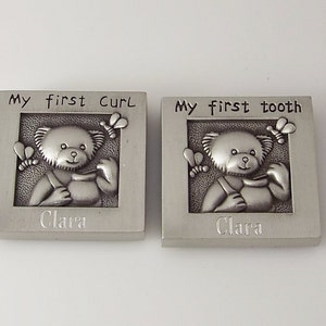 Baby Gift Custom Engraved Personalized Pewter Finish First Tooth and ...