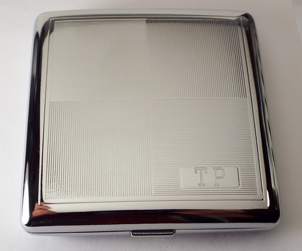 Cigarette Case Custom Engraved Personalized Checkerboard Design Double ...