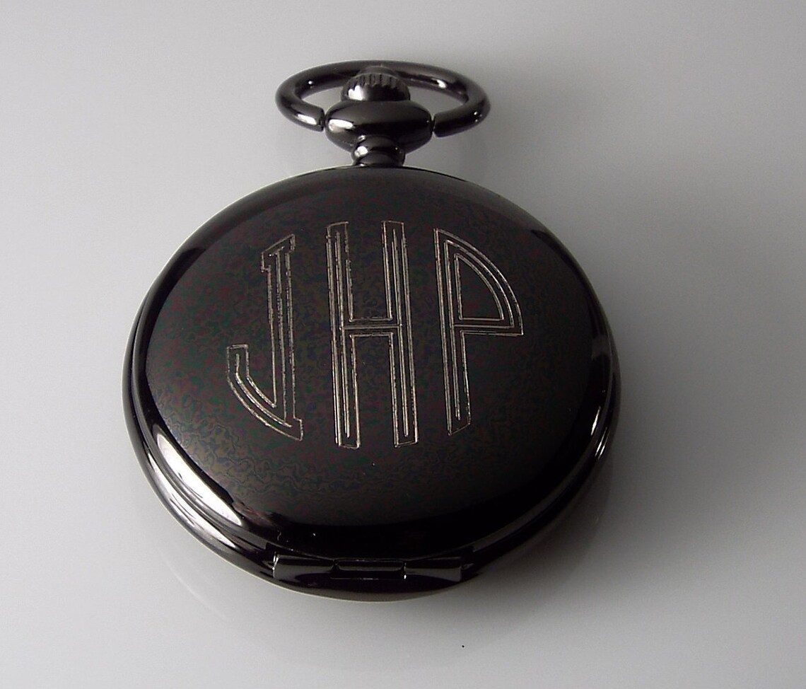 Pocket Watch Custom Engraved Personalized Gloss Black - Etsy