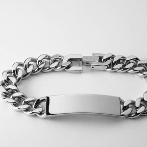 Personalized ID Bracelet Custom Engraved 8.5 Inch Solid Stainless Steel ...