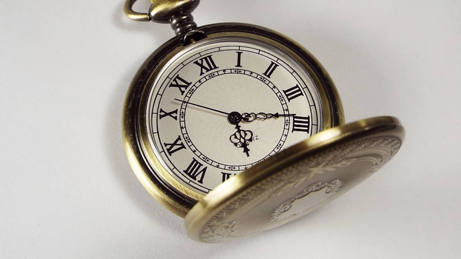 Engraved Pocket Watch Fancy Crest Cover Personalized Bronze Color ...