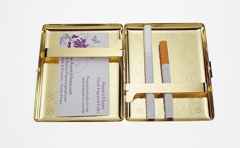 Cigarette Case Personalized Golden 100s Scrolling Design Custom ...