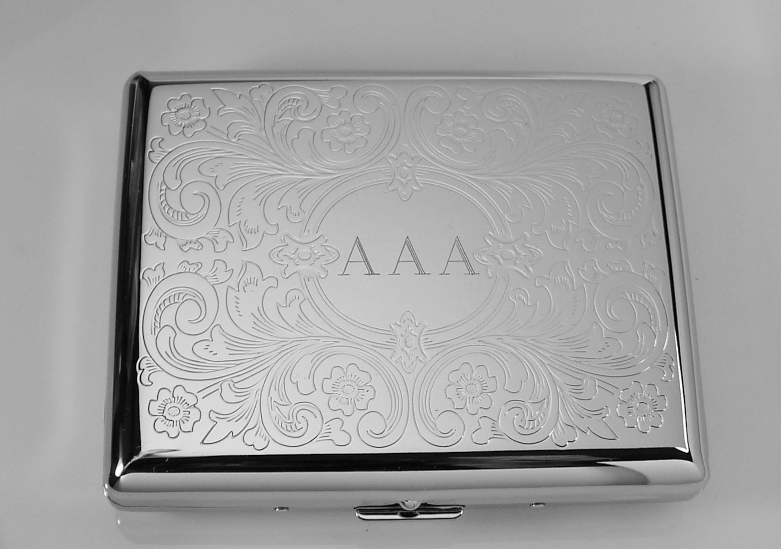 Cigarette Case Personalized Custom Engraved Double Sided Scroll Design ...
